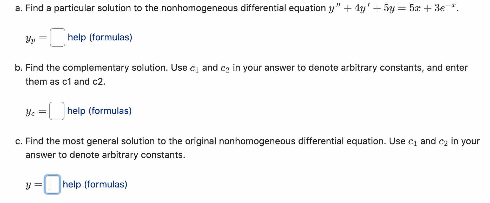 Solved a. Find a particular solution to the nonhomogeneous | Chegg.com
