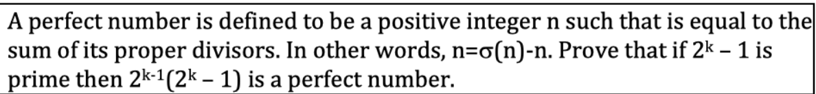Solved A perfect number is defined to be a positive integer | Chegg.com