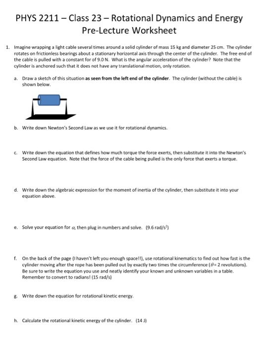 Solved PHYS 2211 - Class 23- Rotational Dynamics and Energy | Chegg.com