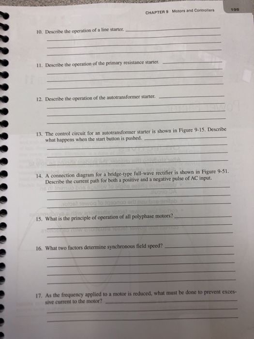 Solved CHAPTER 9 Motors and Controliers REVIEW QUESTIONS All | Chegg.com