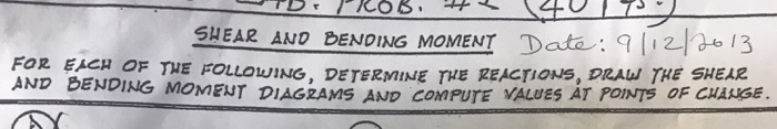Solved SHEAR AND DENDING MOMENT Date.qu2lpeろ FOR EACH OF THE | Chegg.com