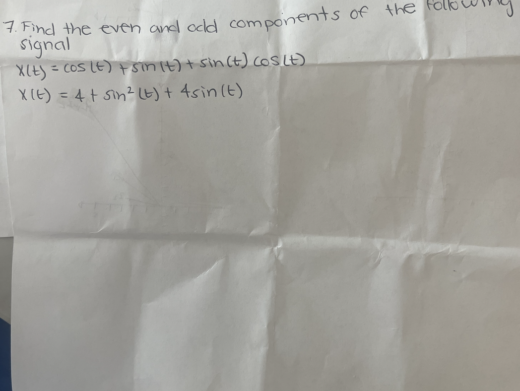 Solved 7. Find the even and odd components of the signal | Chegg.com