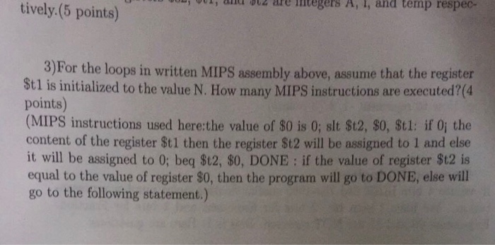 Question 5 13 Points Consider The Following Mips