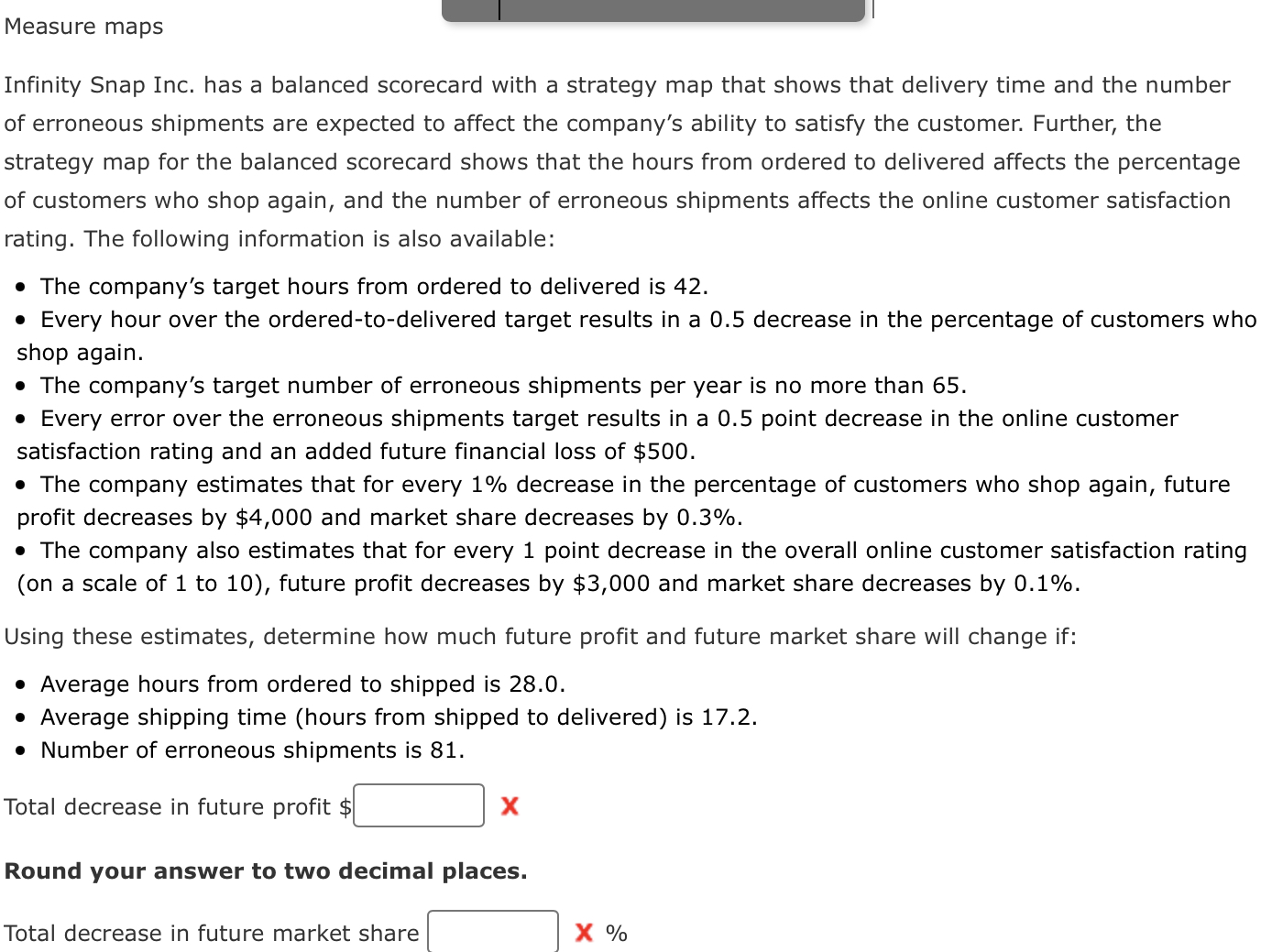 Solved Infinity Snap Inc. has a balanced scorecard with a | Chegg.com