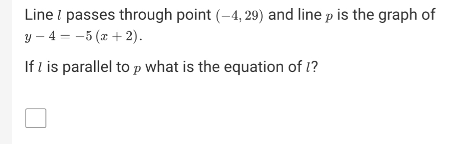 Line l passes through point (−4,29) and line p is the | Chegg.com