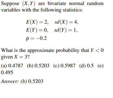 Solved Suppose (X,Y) are bivariate normal random variables | Chegg.com