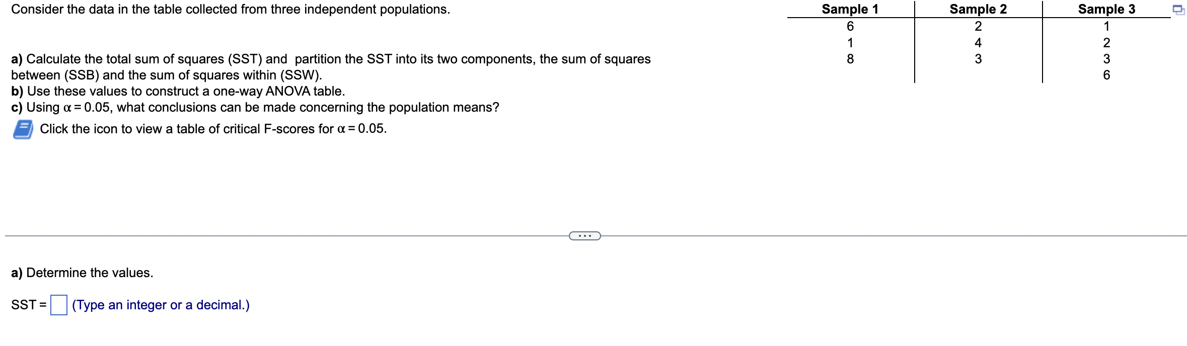 Solved Consider the data in the table collected from three | Chegg.com