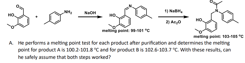 Solved melting point: 103−105∘C A. He performs a melting | Chegg.com