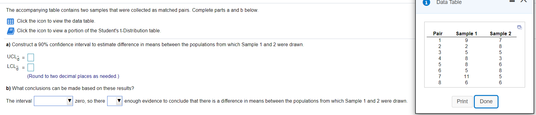 Solved Data Table The accompanying table contains two | Chegg.com