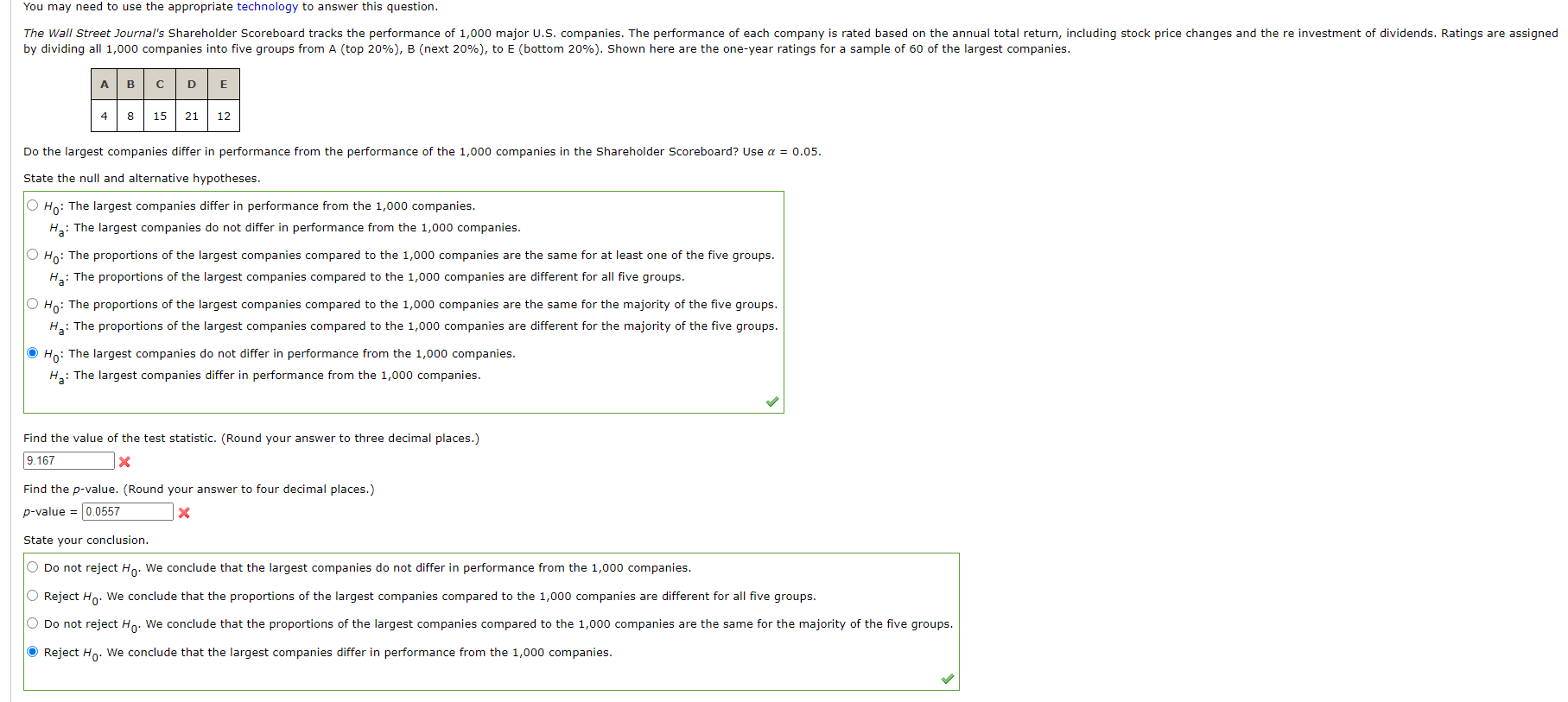 Solved State the null and alternative hypotheses. H0 : The | Chegg.com