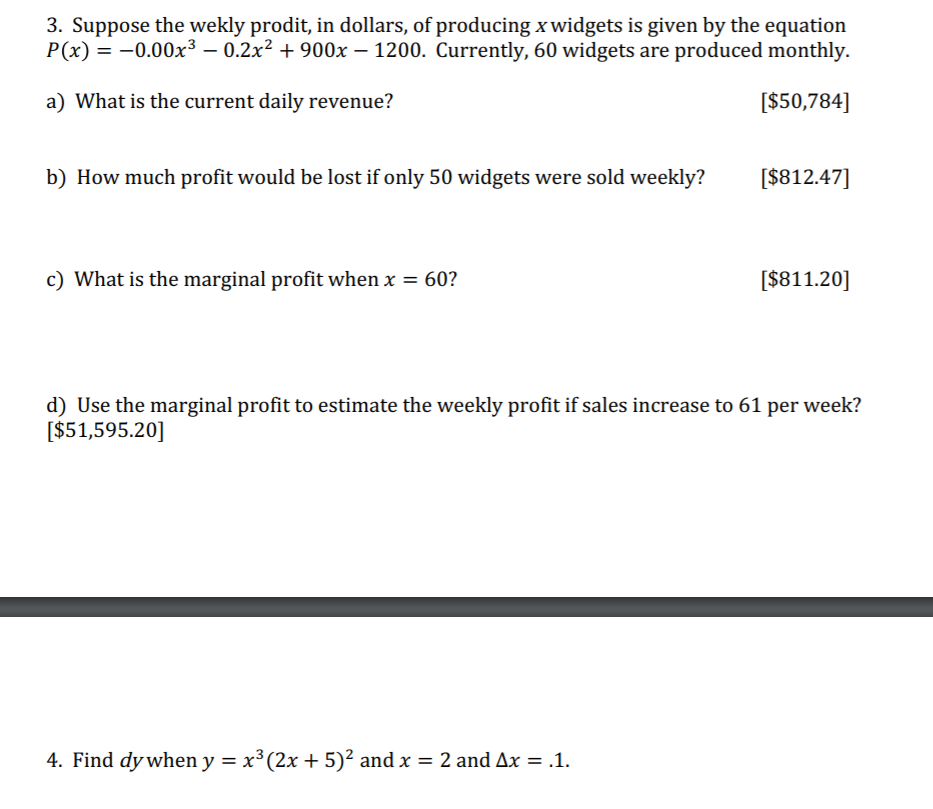 3. Suppose the wekly prodit, in dollars, of producing | Chegg.com
