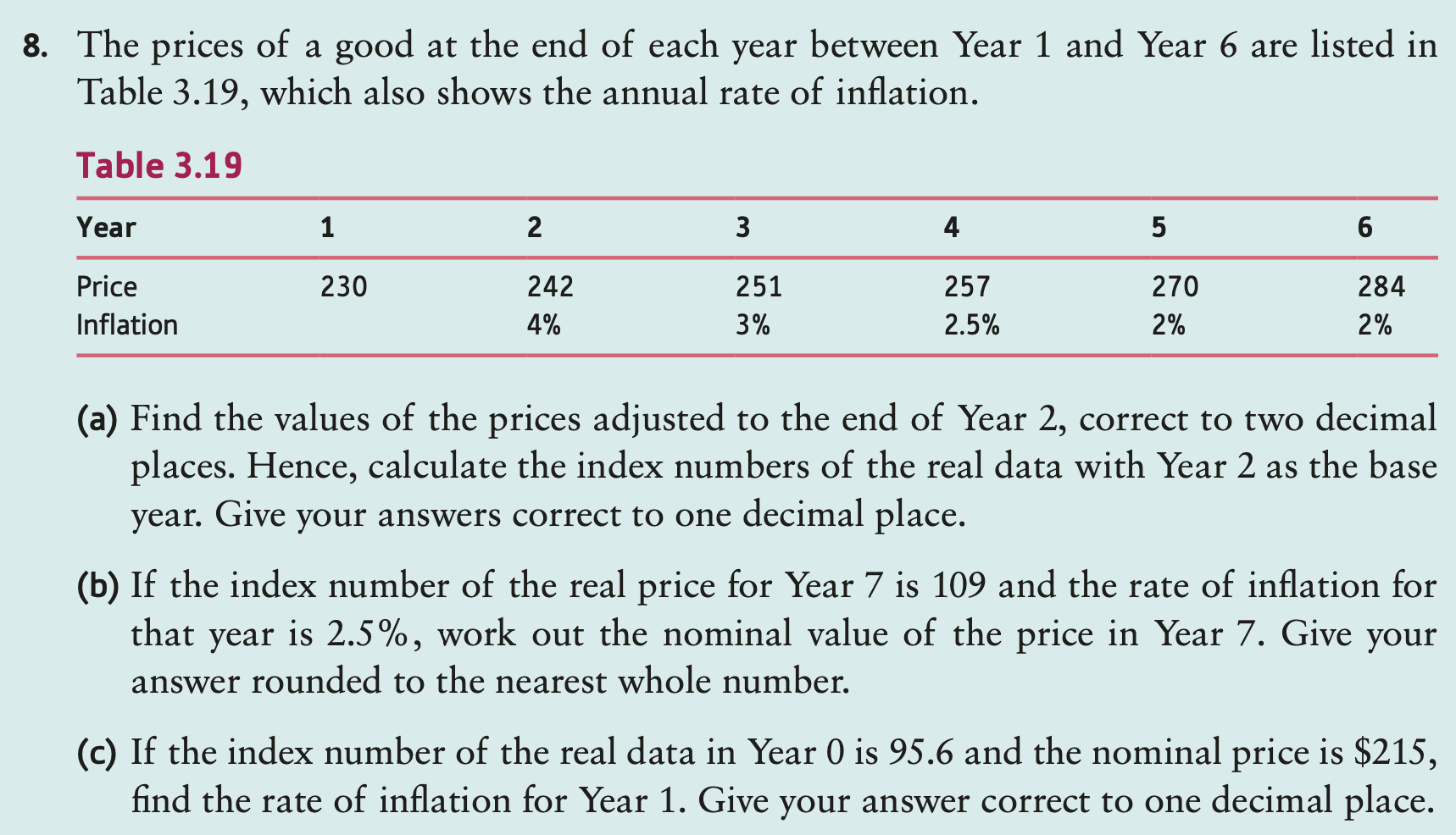 Solved 3. The prices of a good at the end of each year | Chegg.com