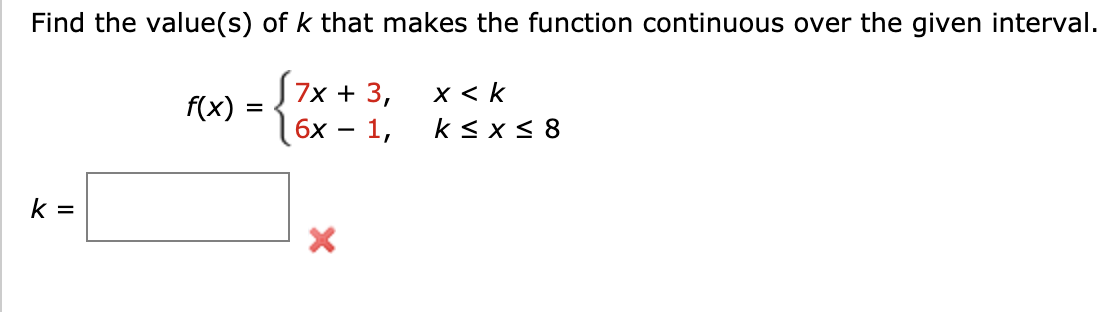Solved Find the value(s) of k that makes the function | Chegg.com