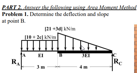Solved PART 2. Answer the following using Area Moment Method | Chegg.com