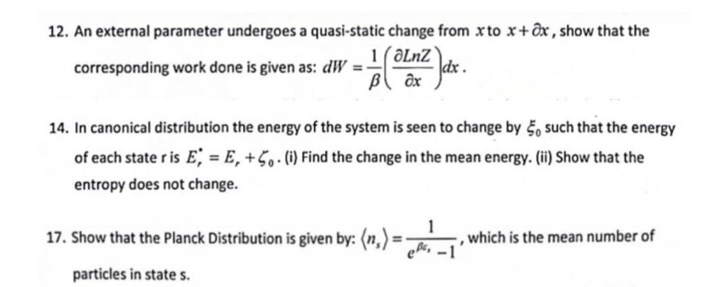 Solved 12. An external parameter undergoes a quasi-static | Chegg.com