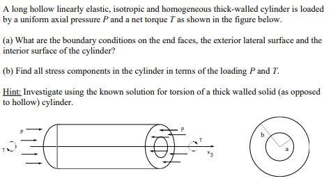 Solved A long hollow linearly elastic, isotropic and | Chegg.com
