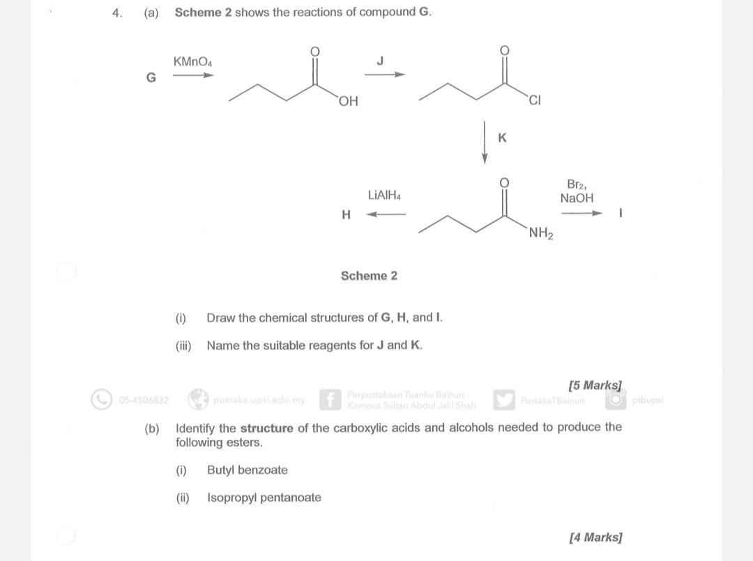 Solved 4. (a) Scheme 2 shows the reactions of compound G. | Chegg.com