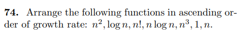 Solved 74. Arrange the following functions in ascending or- | Chegg.com