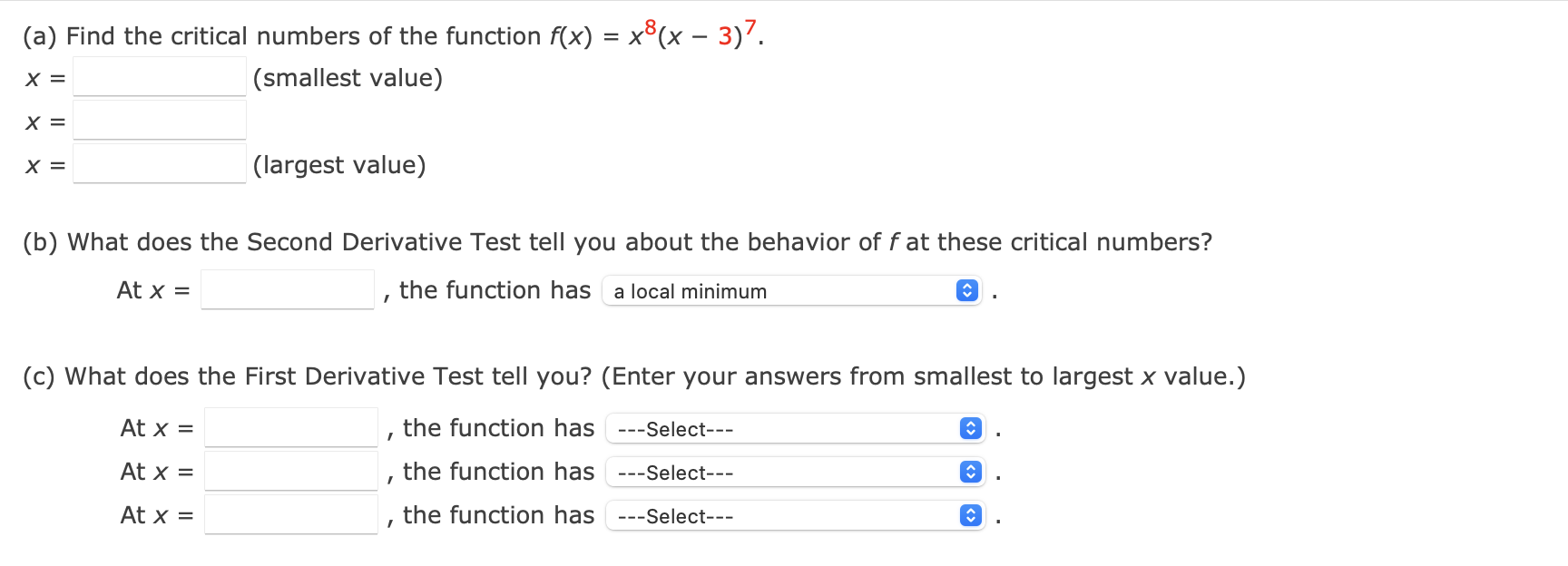 Solved Find the critical numbers of the function f(x) = x8(x | Chegg.com