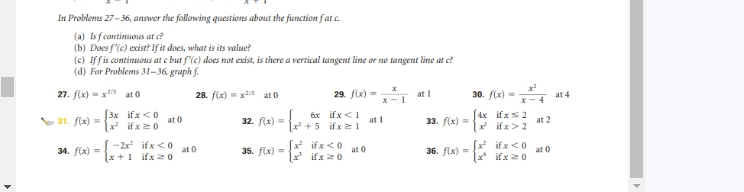 Solved In Problems 27-36, answer the following questions | Chegg.com