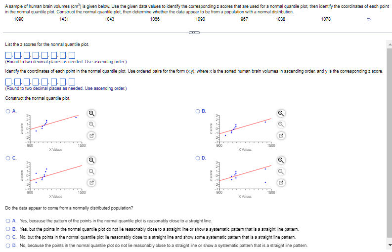 Solved in the normal quantile plot. Construct the normal | Chegg.com
