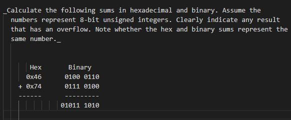 Solved Calculate the following sums in hexadecimal and | Chegg.com