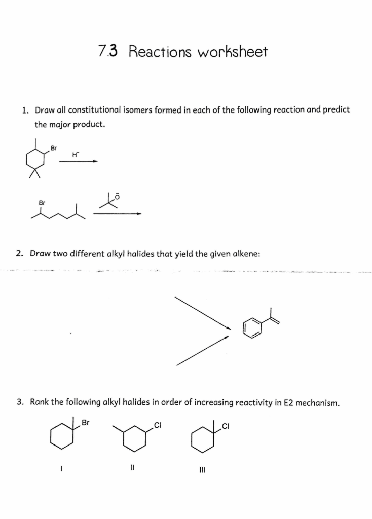 Solved 7.3 Reactions worksheet 1. Draw all constitutional | Chegg.com