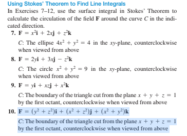 Solved Using Stokes' Theorem to Find Line Integrals In | Chegg.com