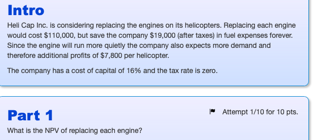 Solved Intro Heli Cap Inc. is considering replacing the | Chegg.com