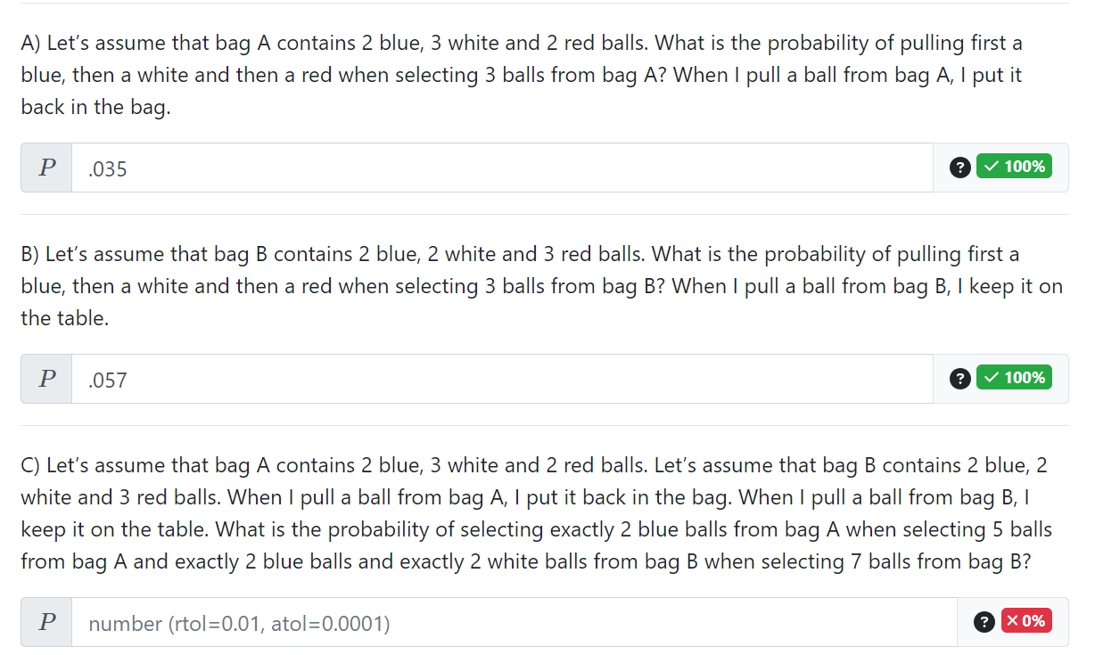 A) Let's assume that bag A contains 2 blue, 3 white | Chegg.com