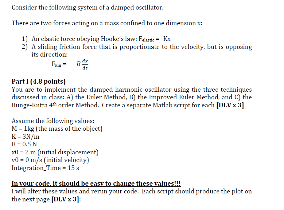 Solved Consider the following system of a damped oscillator | Chegg.com