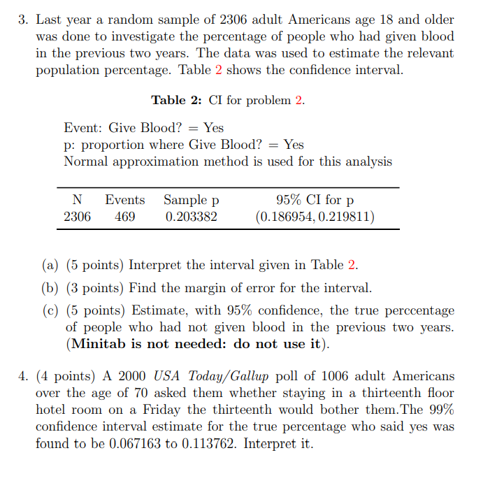 Solved 1. In a 2019 USA Today/Gallup poll 768 of a sample of | Chegg.com