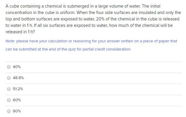 Solved A cube containing a chemical is submerged in a large | Chegg.com