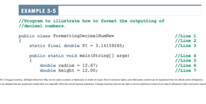 EXAMPLE 3-5 //Program to illustrate how to format the | Chegg.com
