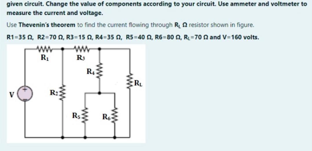 Solved given circuit. Change the value of components | Chegg.com