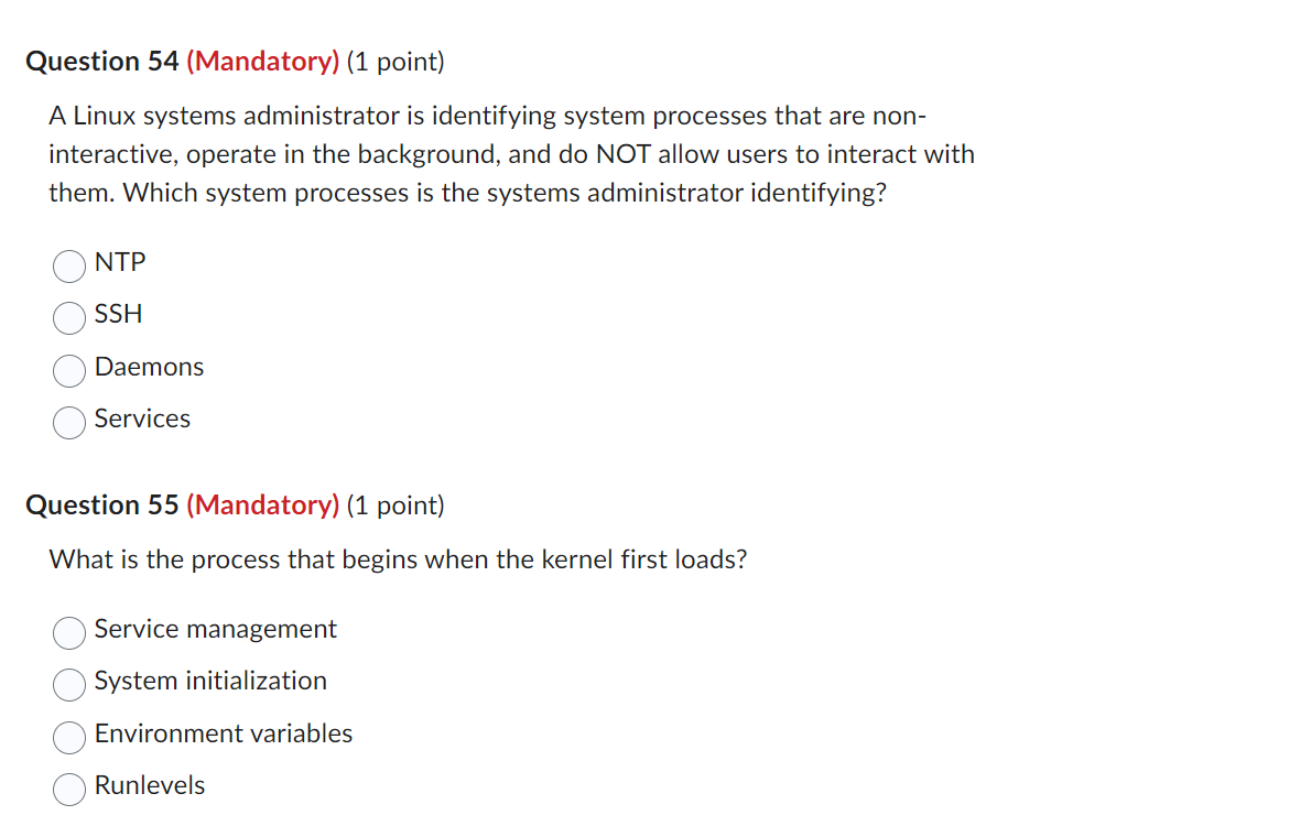 Solved Question 51 (Mandatory) (1 point) A systems | Chegg.com