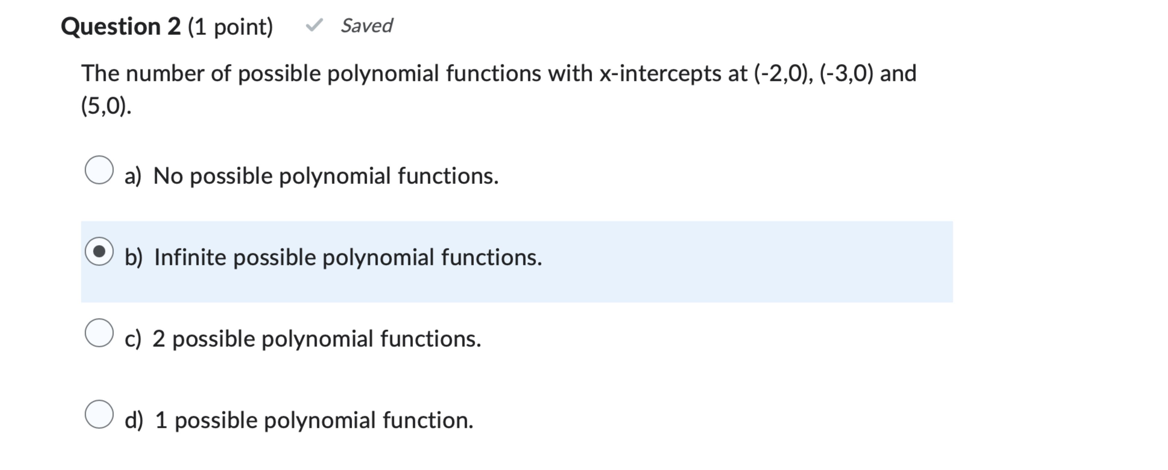 Solved Question 2 (1 ﻿point)The number of possible | Chegg.com