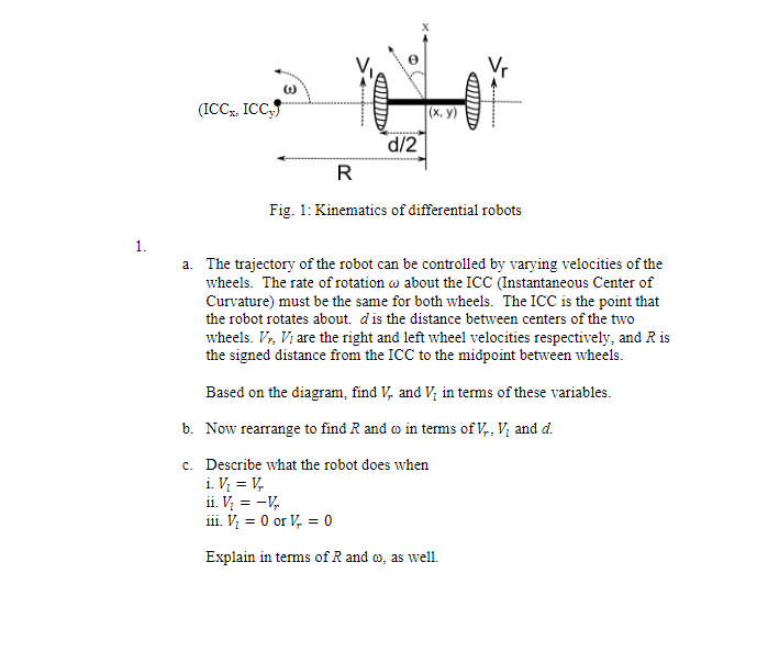 (ICC ICC d/2 Fig. 1: Kinematics of differential | Chegg.com