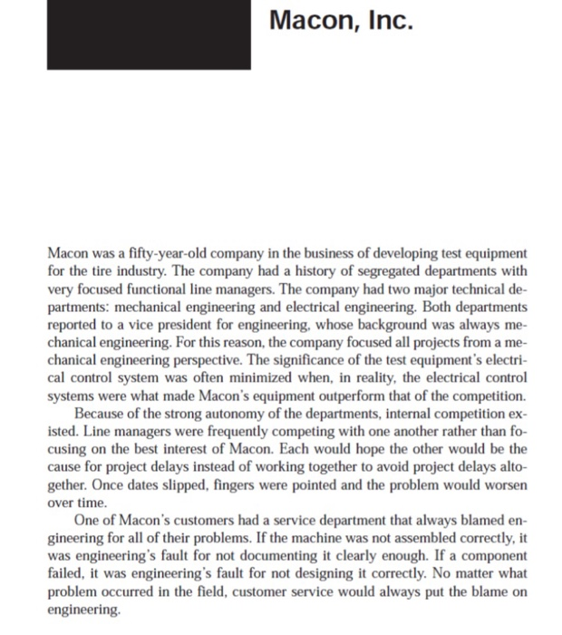 Solved Macon, Inc. Macon was a fifty-year-old company in the | Chegg.com