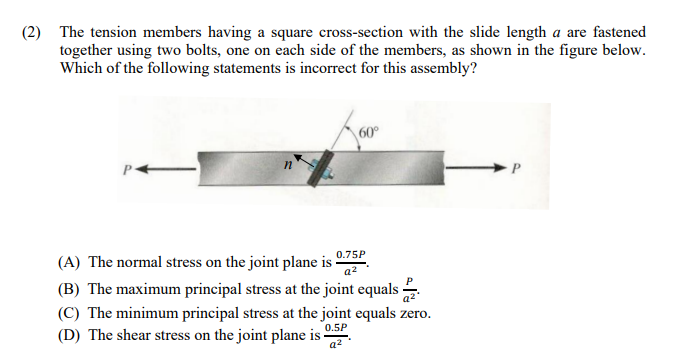 Solved (2) The tension members having a square cross-section | Chegg.com