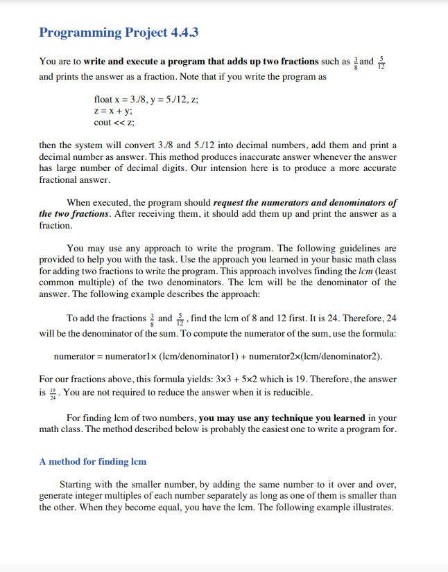 Solved Programming Project 4.4.3 You are to write and | Chegg.com