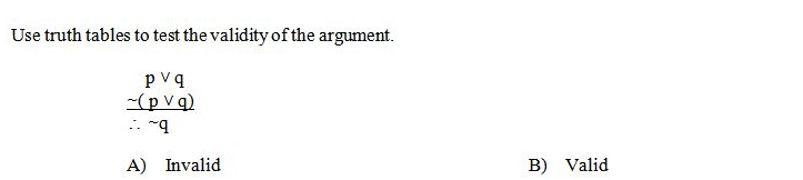 Solved Use truth tables to test the validity of the | Chegg.com