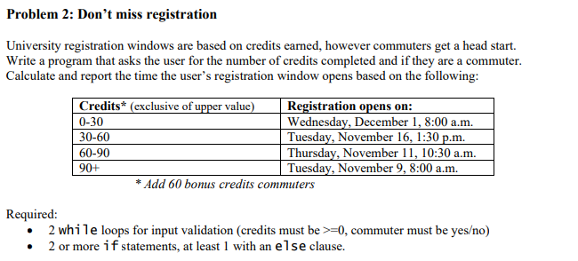Solved Problem 2: Don't miss registration University | Chegg.com