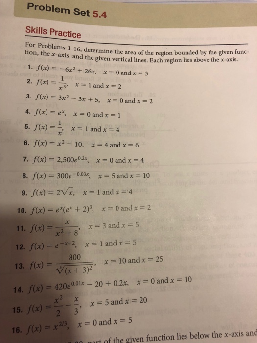 Solved Problem Set 5.4 Skills Practice For Problems 1-16, | Chegg.com