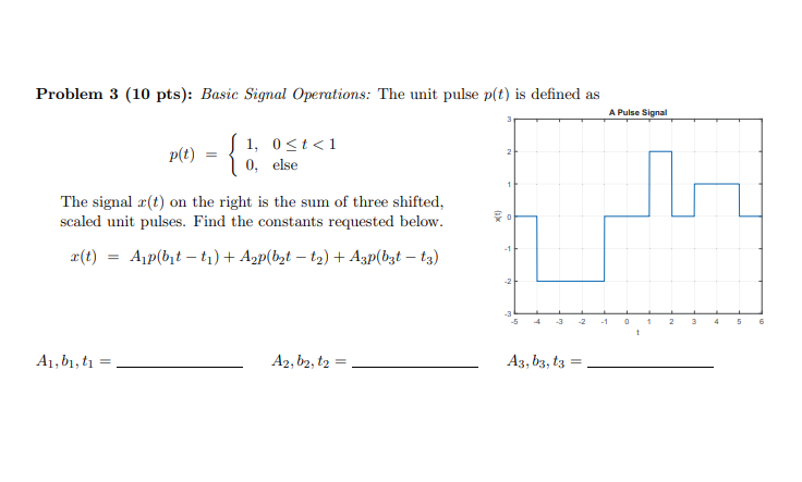 Solved Problem 3 (10 pts): Basic Signal Operations: The unit | Chegg.com