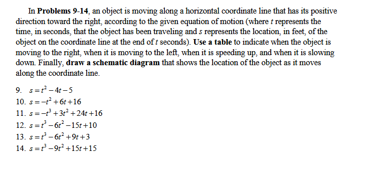 Solved In Problems 9-14, an object is moving along a | Chegg.com
