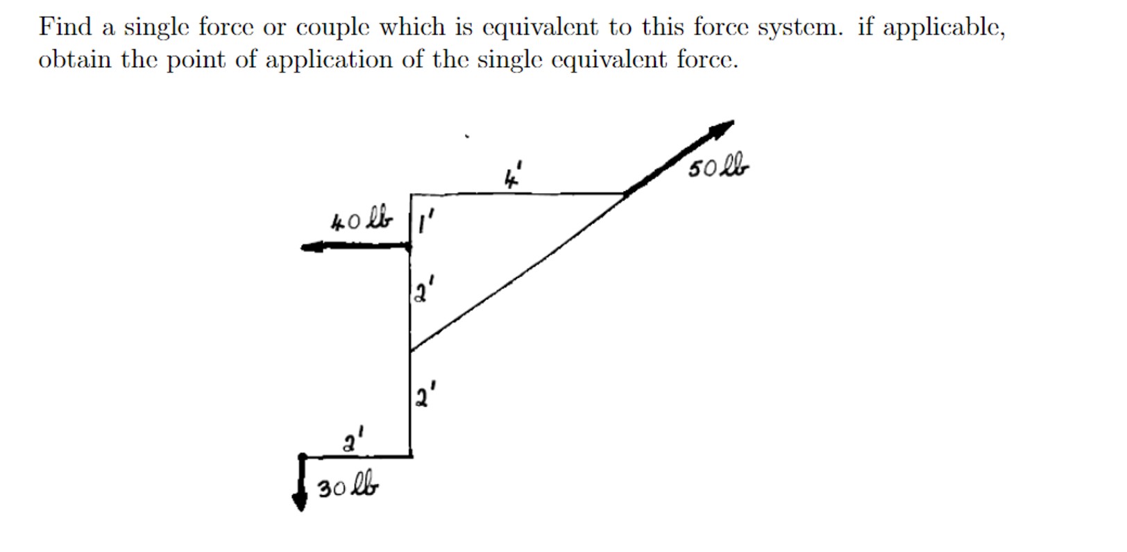 Solved Find a single force or couple which is equivalent to | Chegg.com