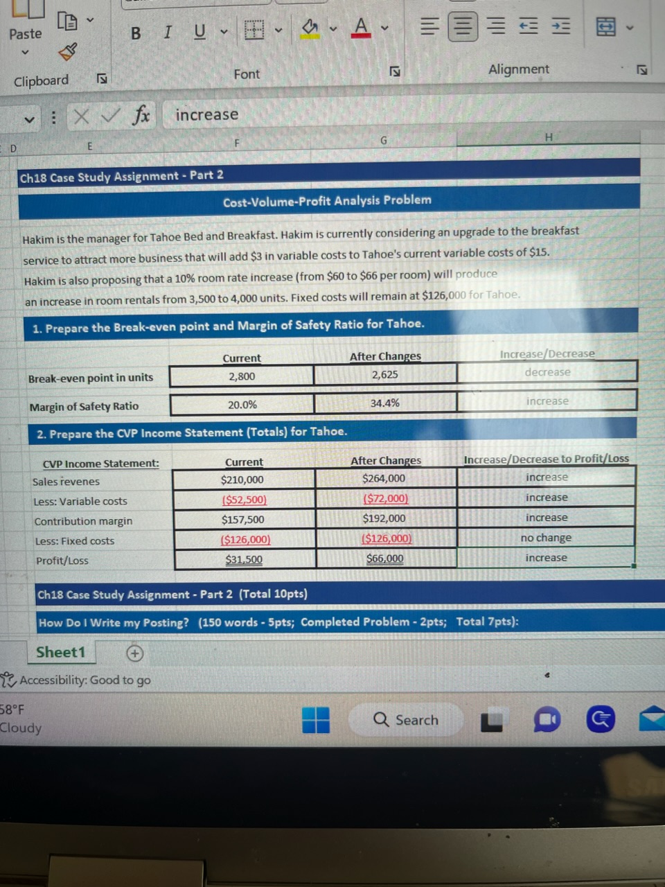Solved A. Based on the CVP analysis: 1. explain the | Chegg.com