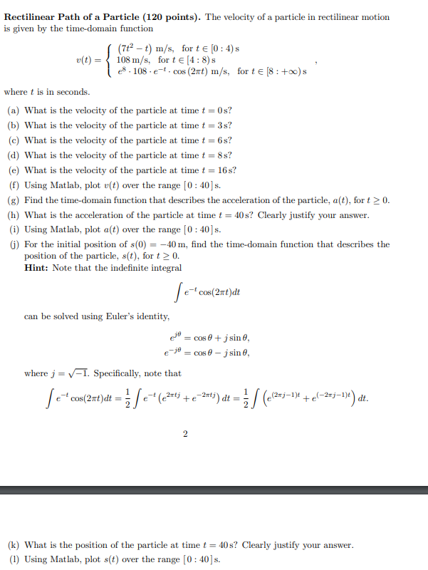 Solved Rectilinear Path of a Particle (120 points). The | Chegg.com