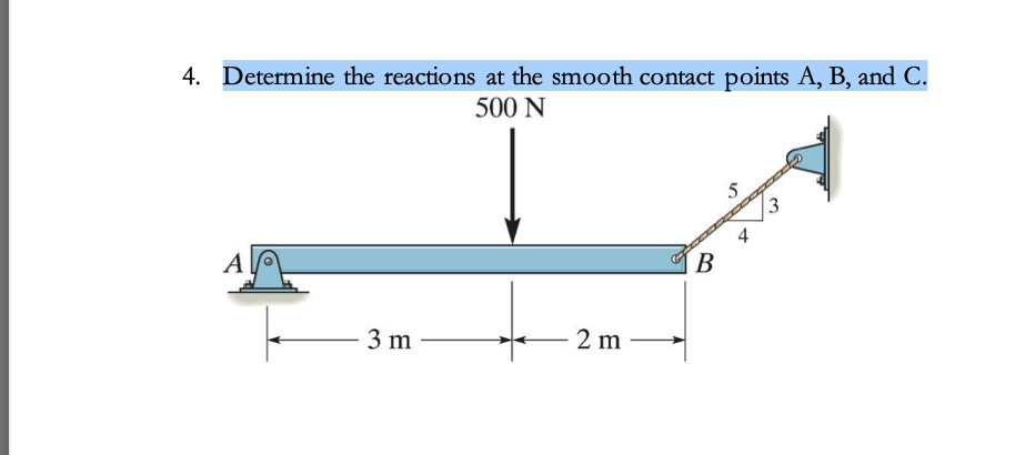 Solved 4. Determine the reactions at the smooth contact | Chegg.com